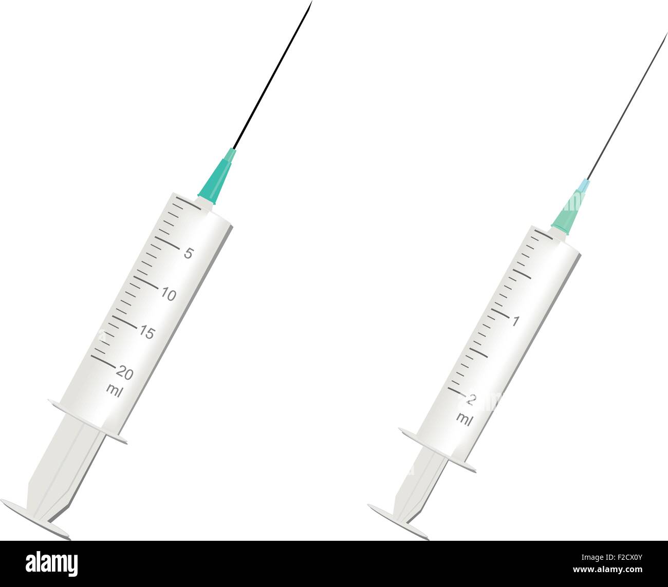 Two empty syringes isolated over white background Stock Vector Image ...