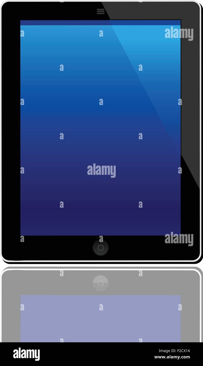 Illustration of the turned on computer tablet with reflection Stock ...