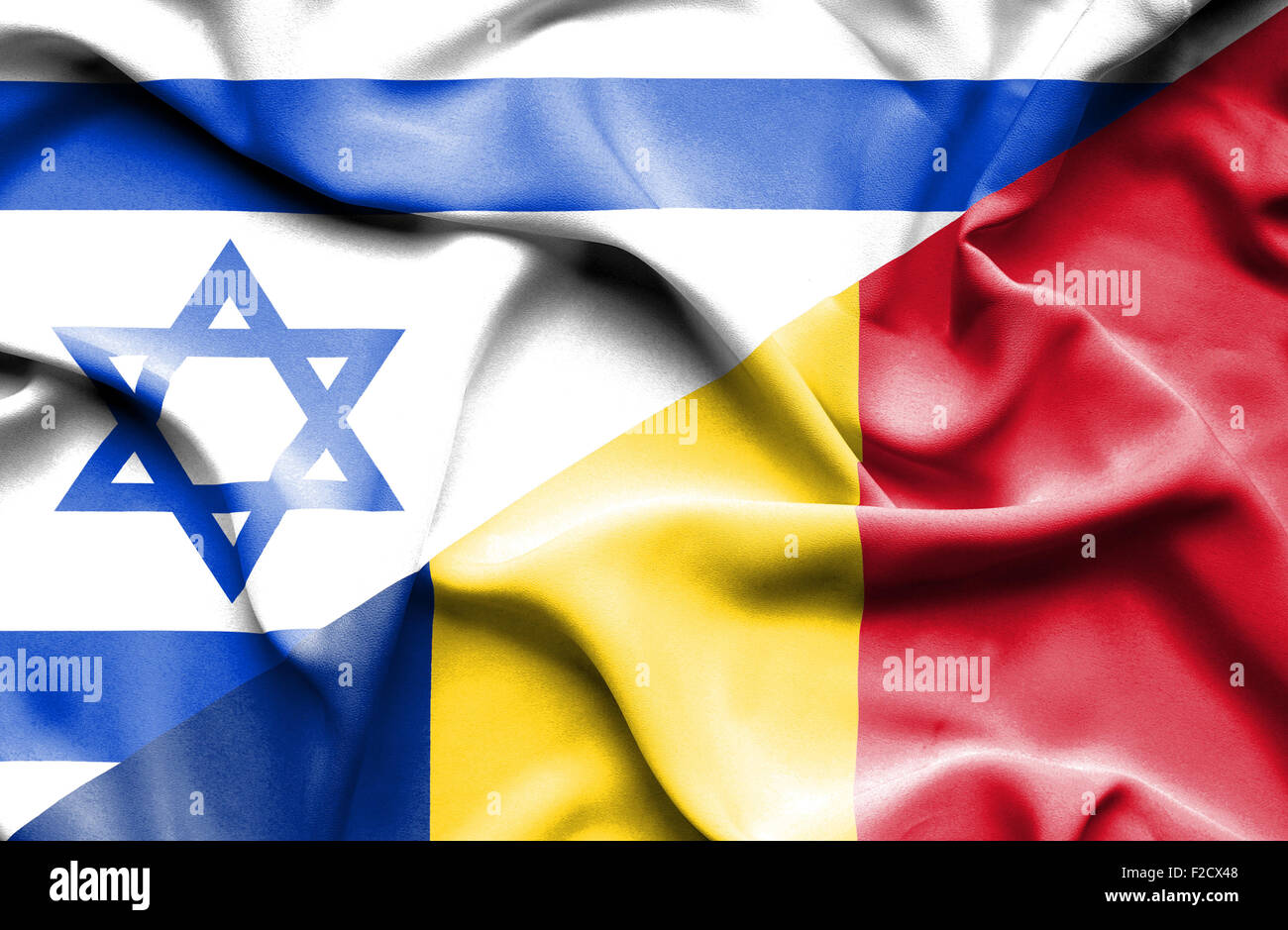 Waving flag of Romania and Israel Stock Photo - Alamy