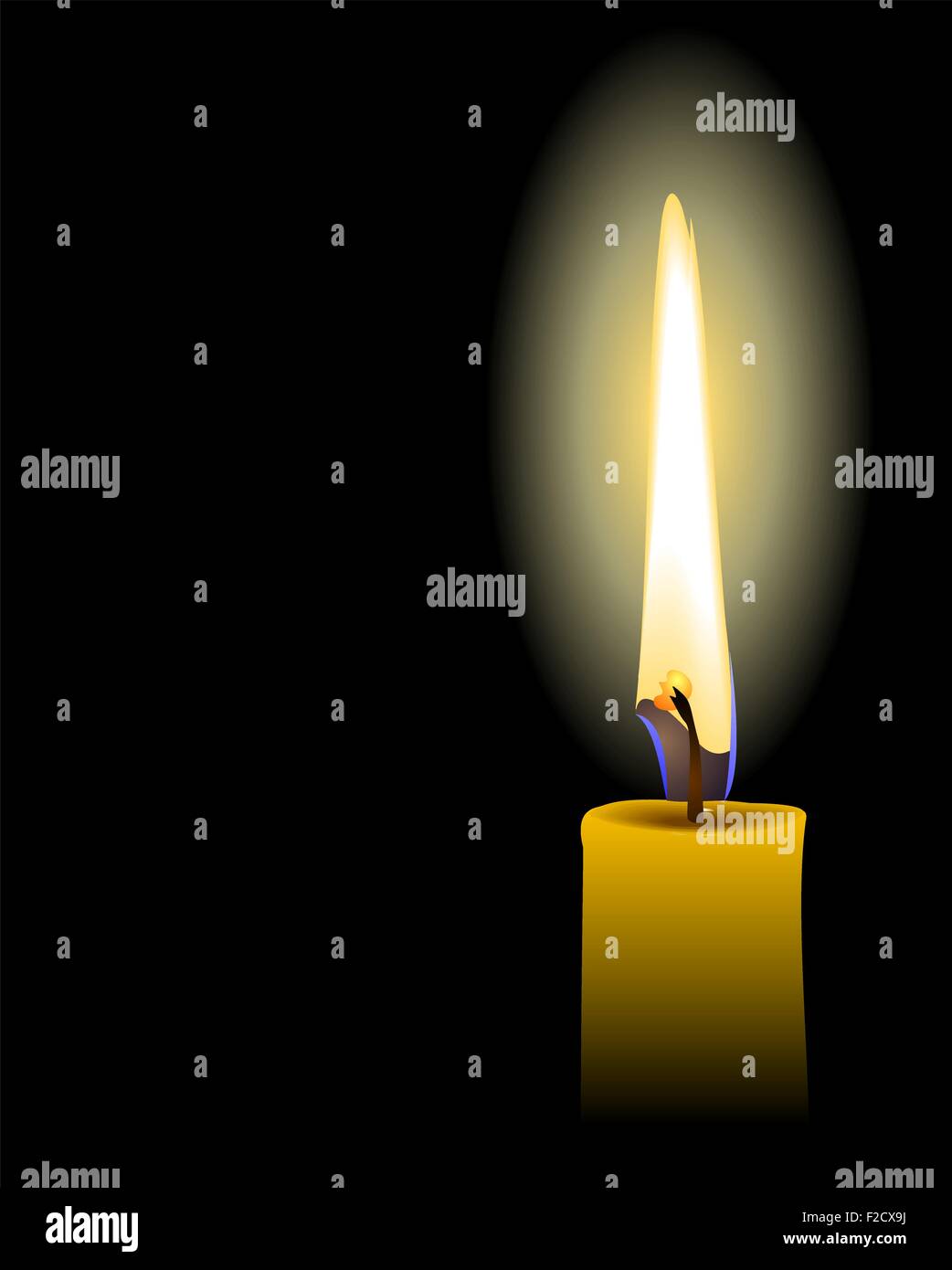 Illustration of yellow candle isolated on black background Stock Vector ...