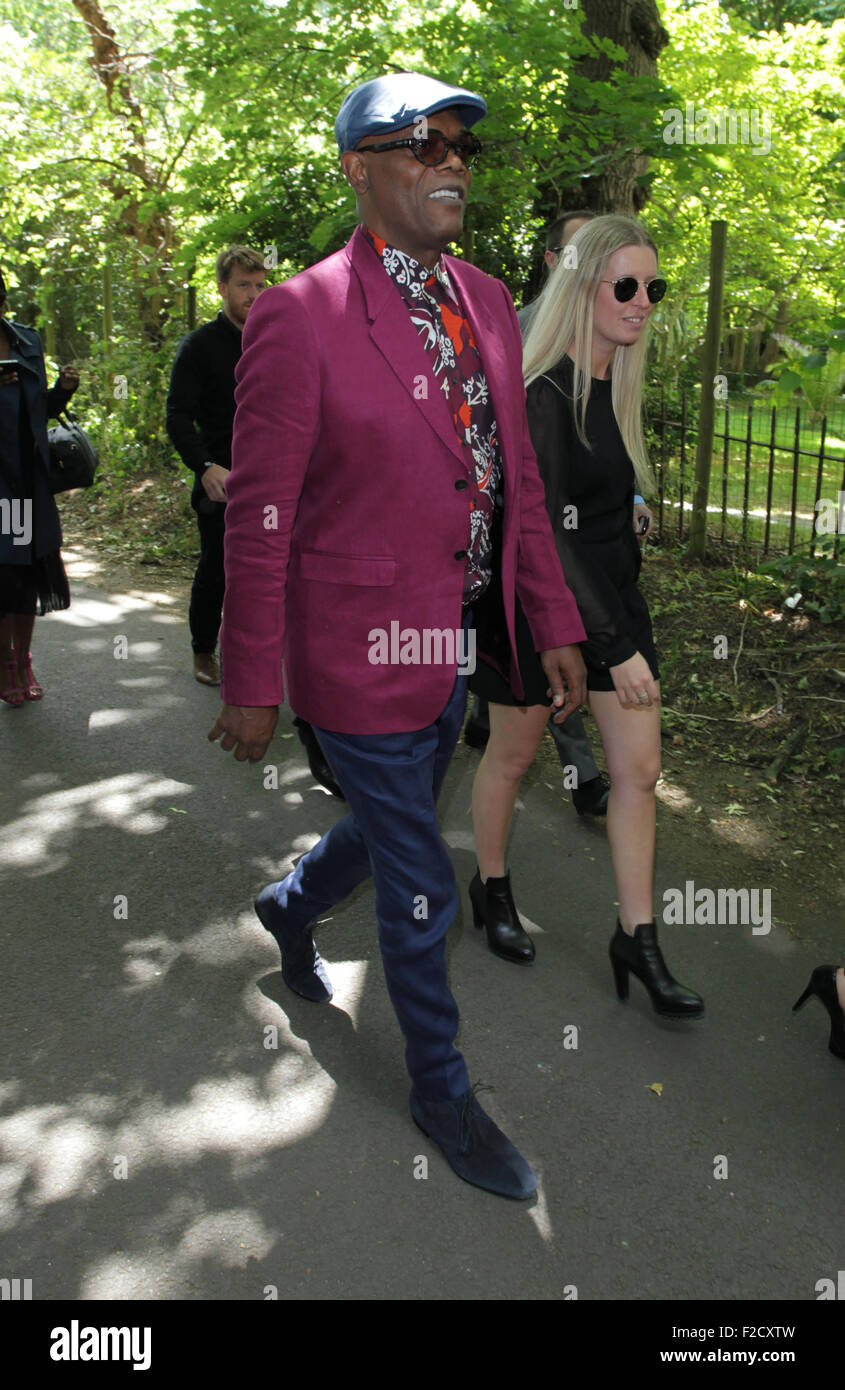Samuel l jackson attends the burberry prorsum fashion show hi-res stock ...