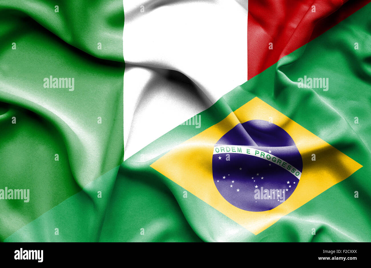 Waving flag of Brazil and Italy Stock Photo - Alamy