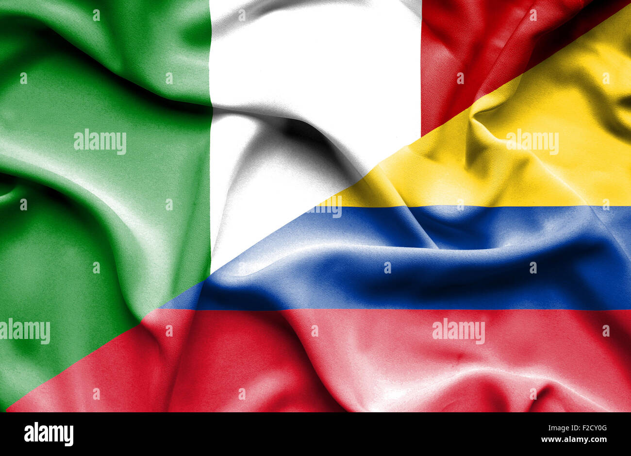 Waving flag of Columbia and Italy Stock Photo - Alamy