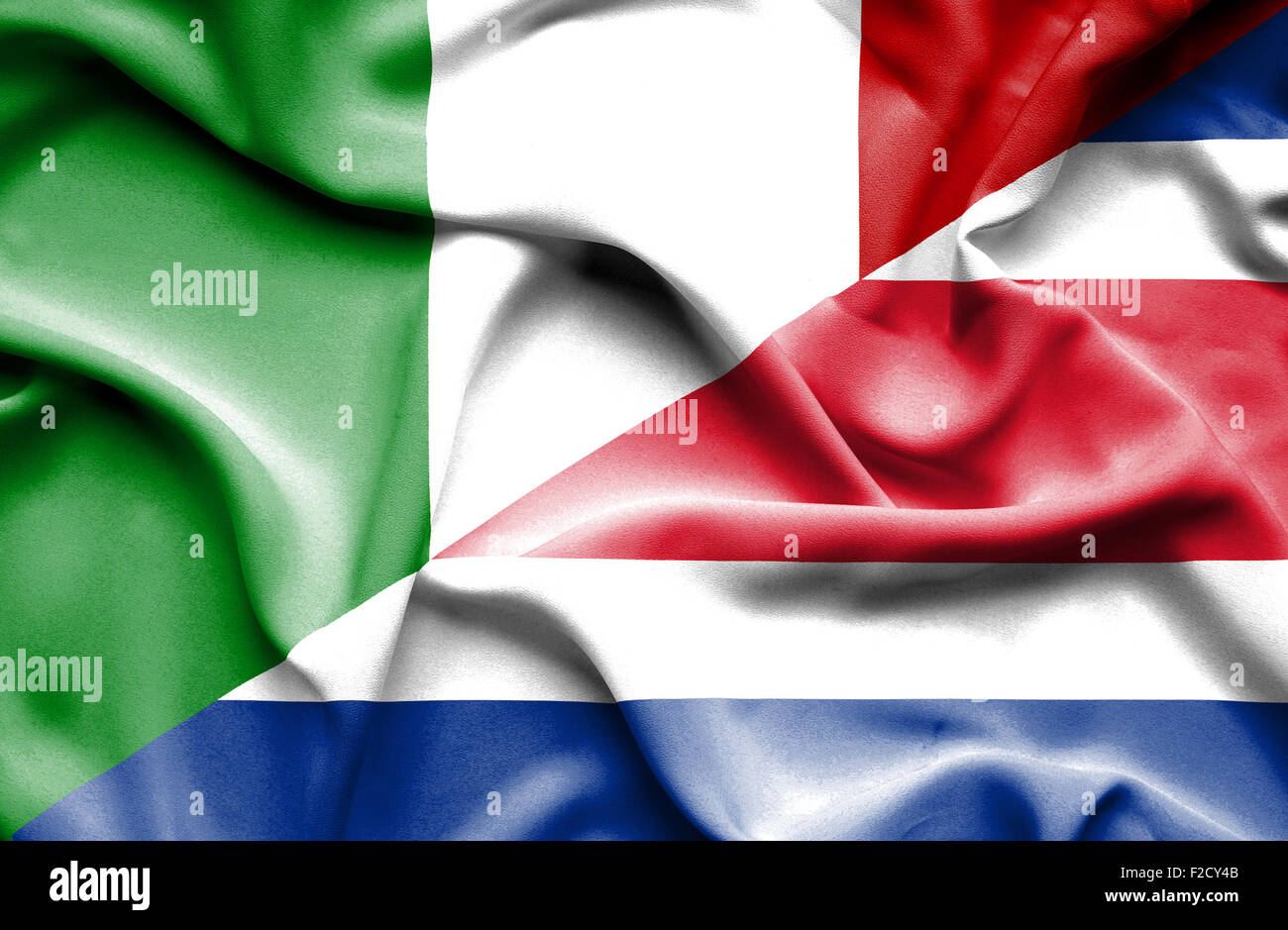 Waving flag of Costa Rica and Italy Stock Photo - Alamy