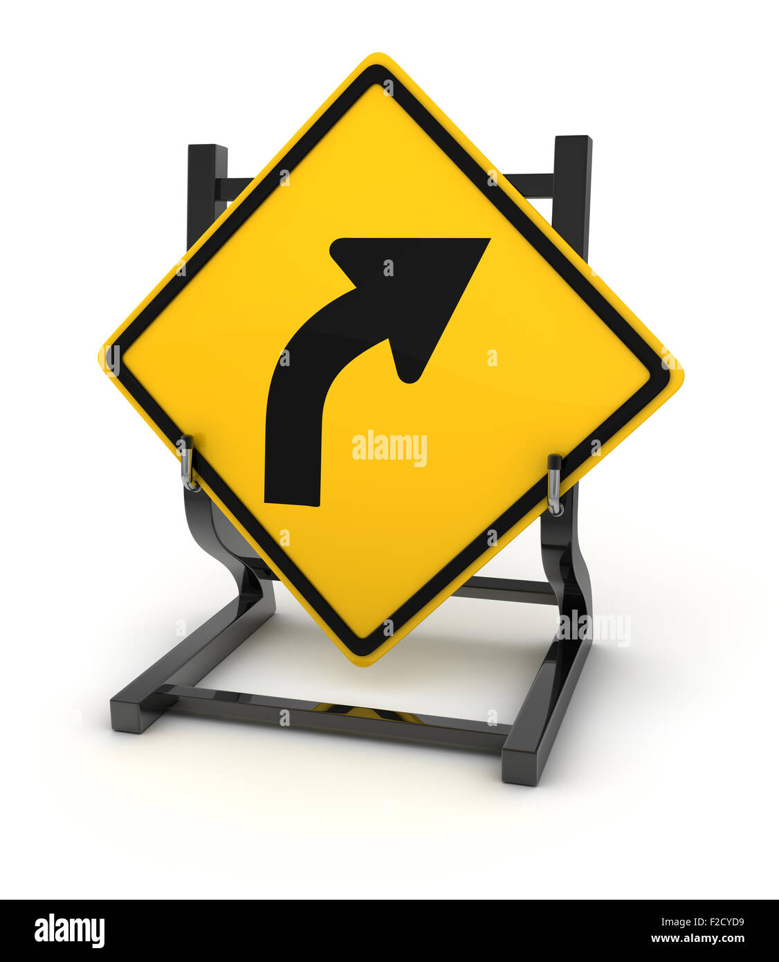 Road sign - turn right , This is a computer generated and 3d rendered ...