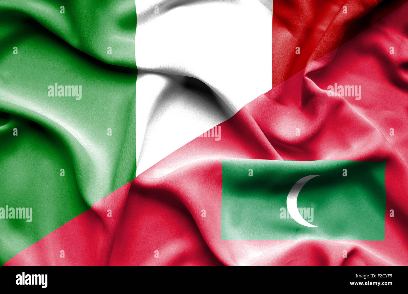 Waving flag of Maldives and Italy Stock Photo - Alamy