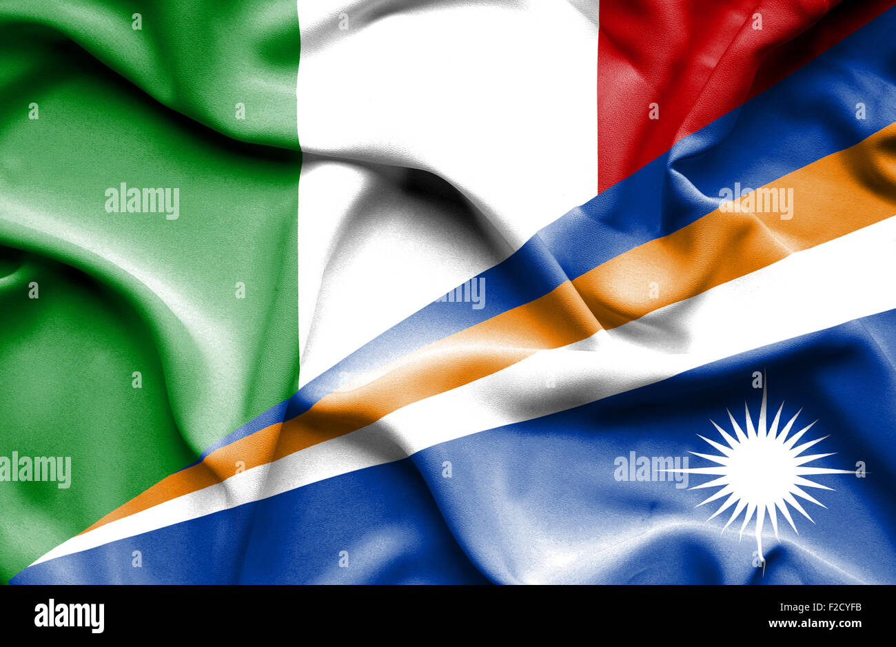 Waving flag of Marshall Islands and Italy Stock Photo - Alamy