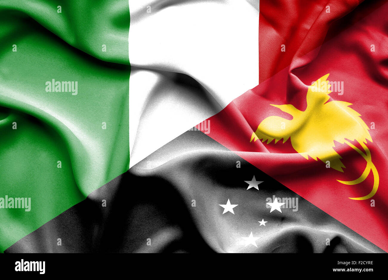 Waving flag of Papua New Guinea and Italy Stock Photo - Alamy