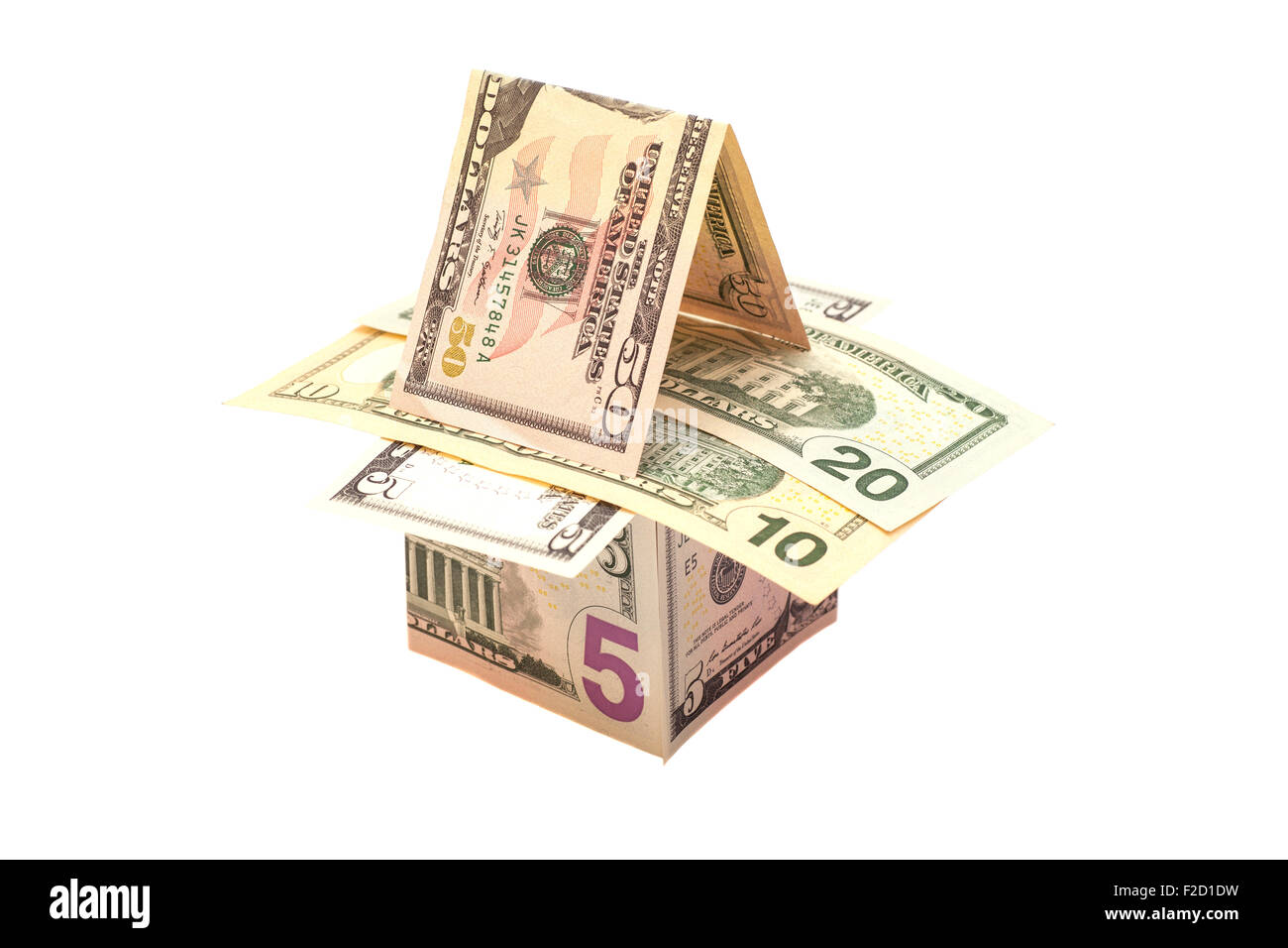 House made of dollar bills isolated Stock Photo - Alamy