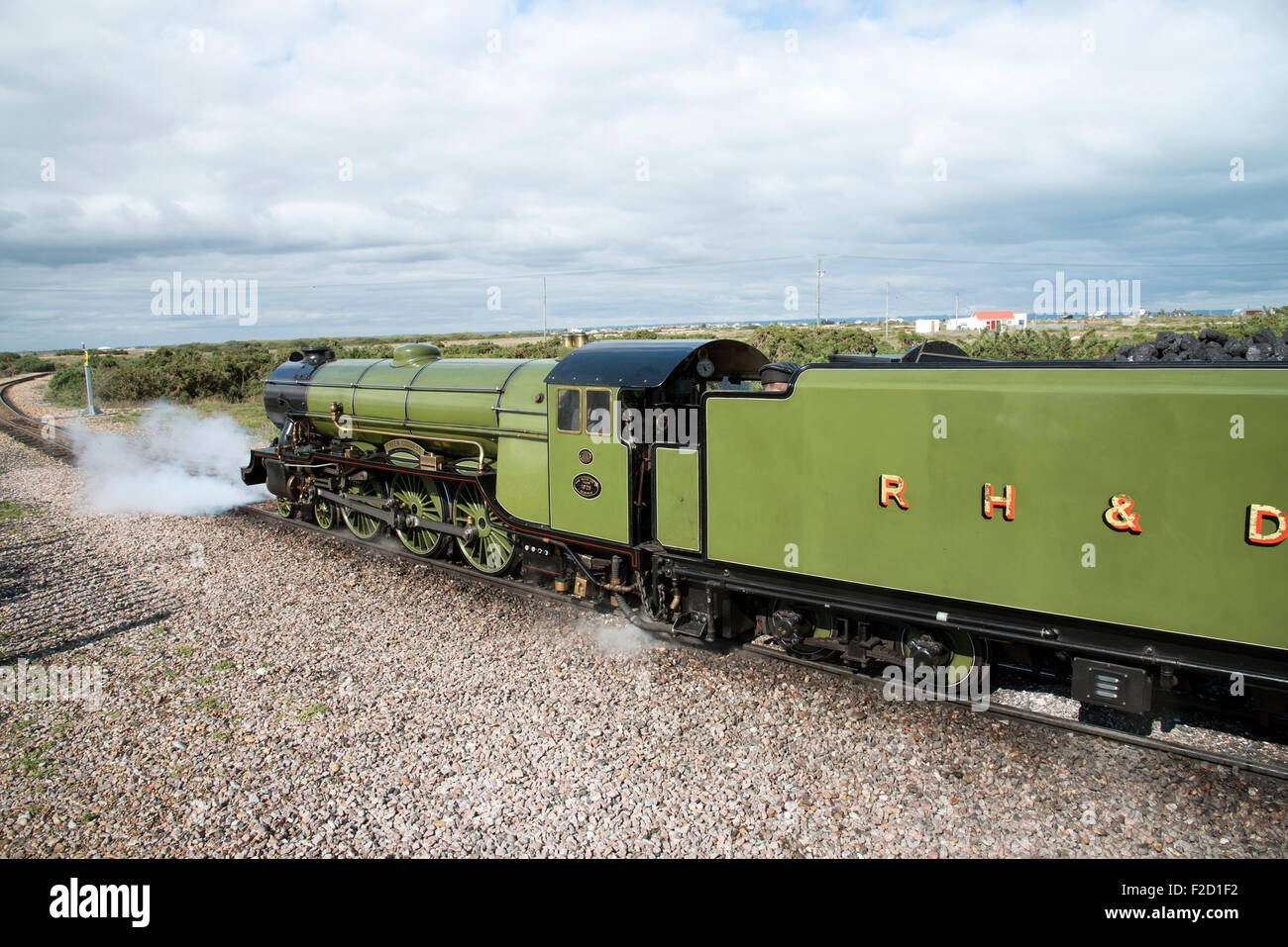 Romney Hythe & Dymchurch Railway. The Green Goddess steam engine at ...
