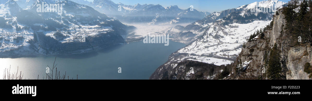 Winter view of Walensee lake, Switzerland Stock Photo - Alamy