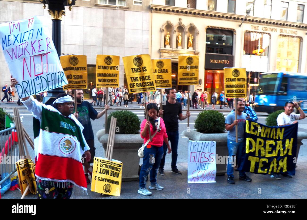 New York, United States. 16th Sep, 2015. Mexican protesters bring ...