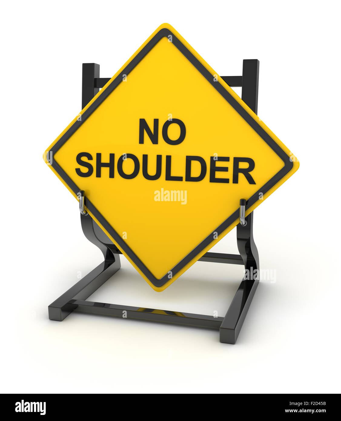 Road sign - no shoulder , This is a computer generated and 3d rendered ...