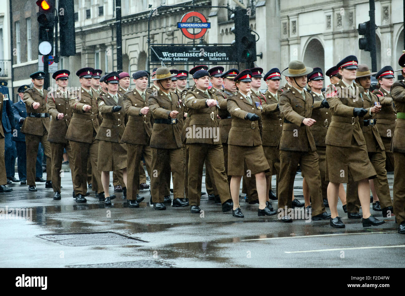 London, UK, 16 September 2015, HMS Seahawk parade down Whitehall led by ...
