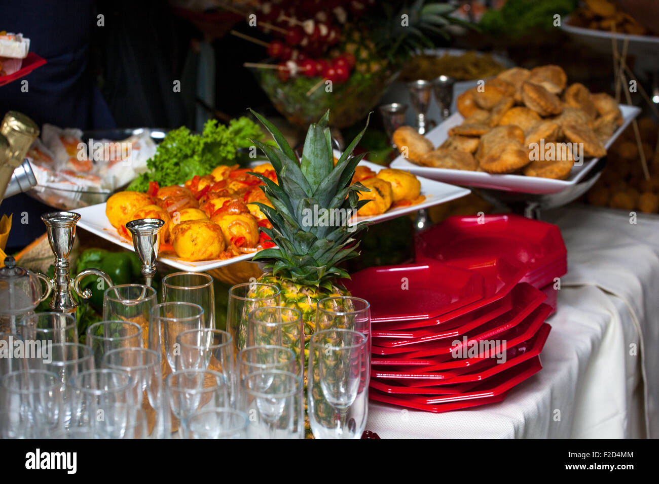 Food in the table ready for buffet Stock Photo - Alamy