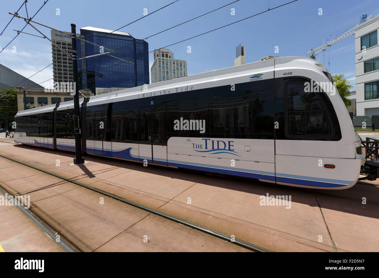 The Tide electrically powered light rail vehicle at a station Norfolk ...