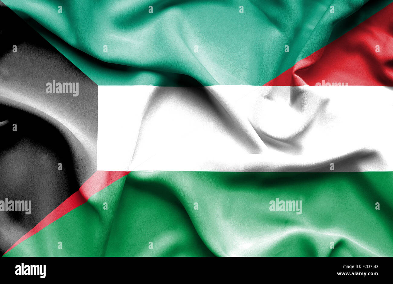 Waving flag of Hungary and Kuwait Stock Photo - Alamy