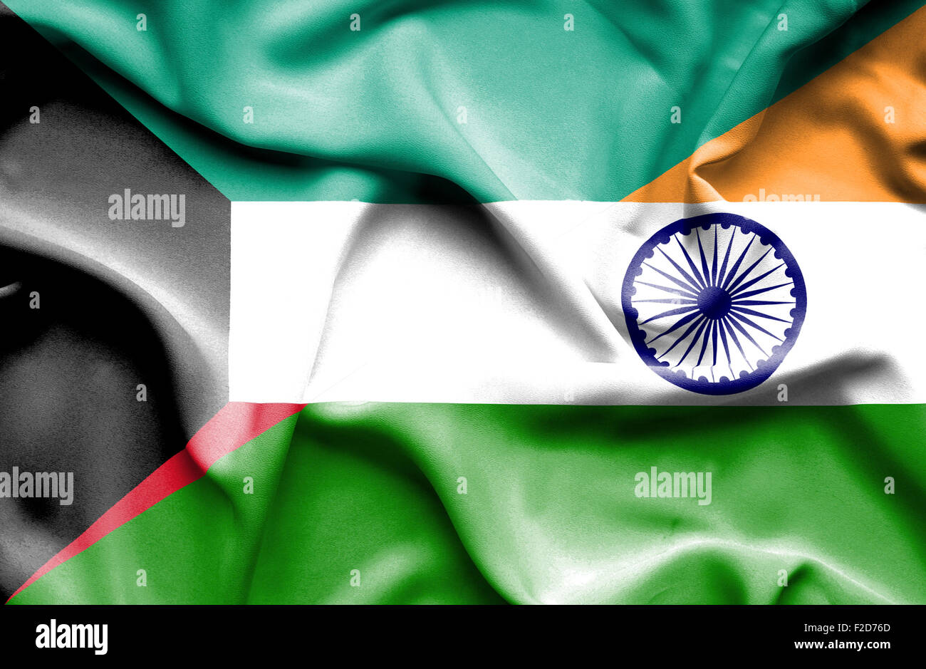 Waving flag of India and Kuwait Stock Photo - Alamy