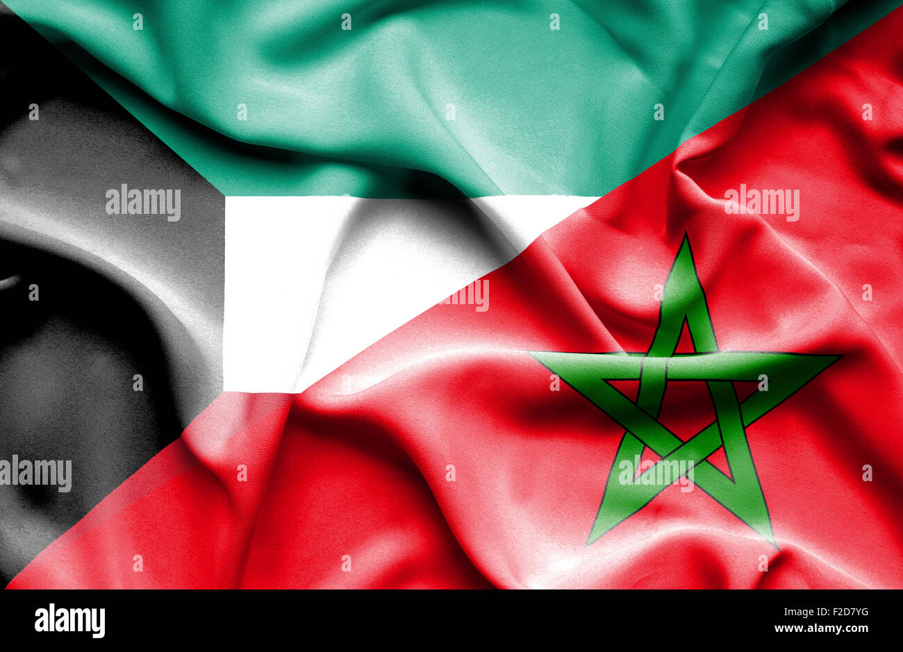 Waving flag of Morocco and Kuwait Stock Photo - Alamy