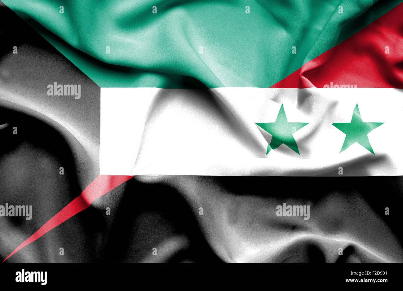 Waving flag of Syria and Kuwait Stock Photo - Alamy