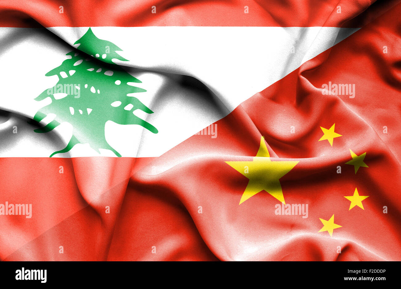 Waving flag of China and Lebanon Stock Photo - Alamy