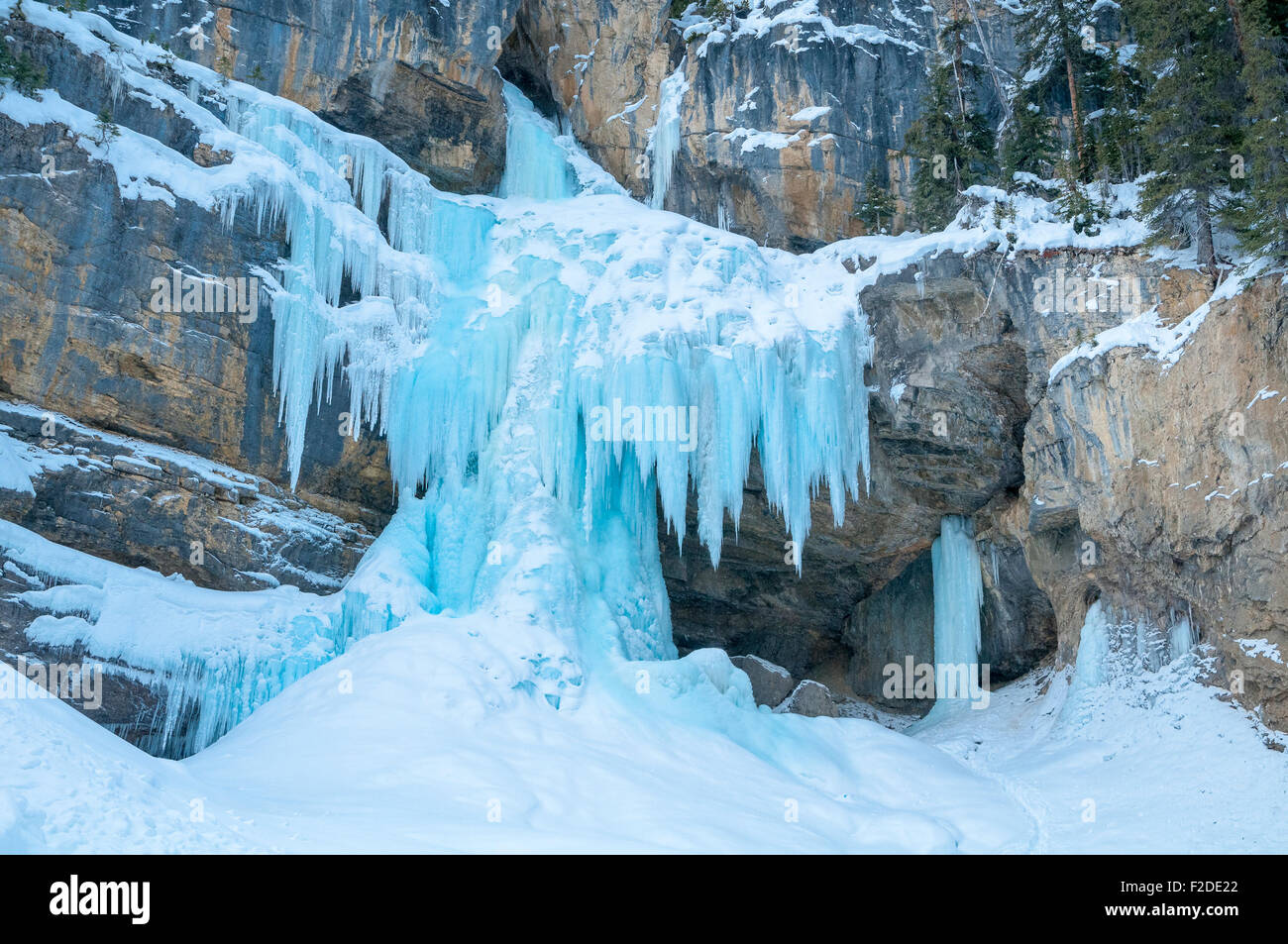 Panther Falls,frozen in winter, Banff National Park, Alberta, Canada ...