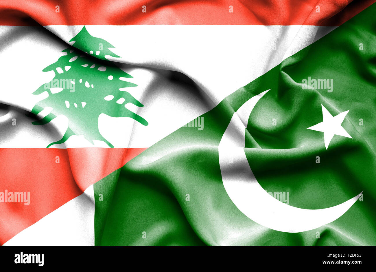 Waving flag of Pakistan and Lebanon Stock Photo - Alamy