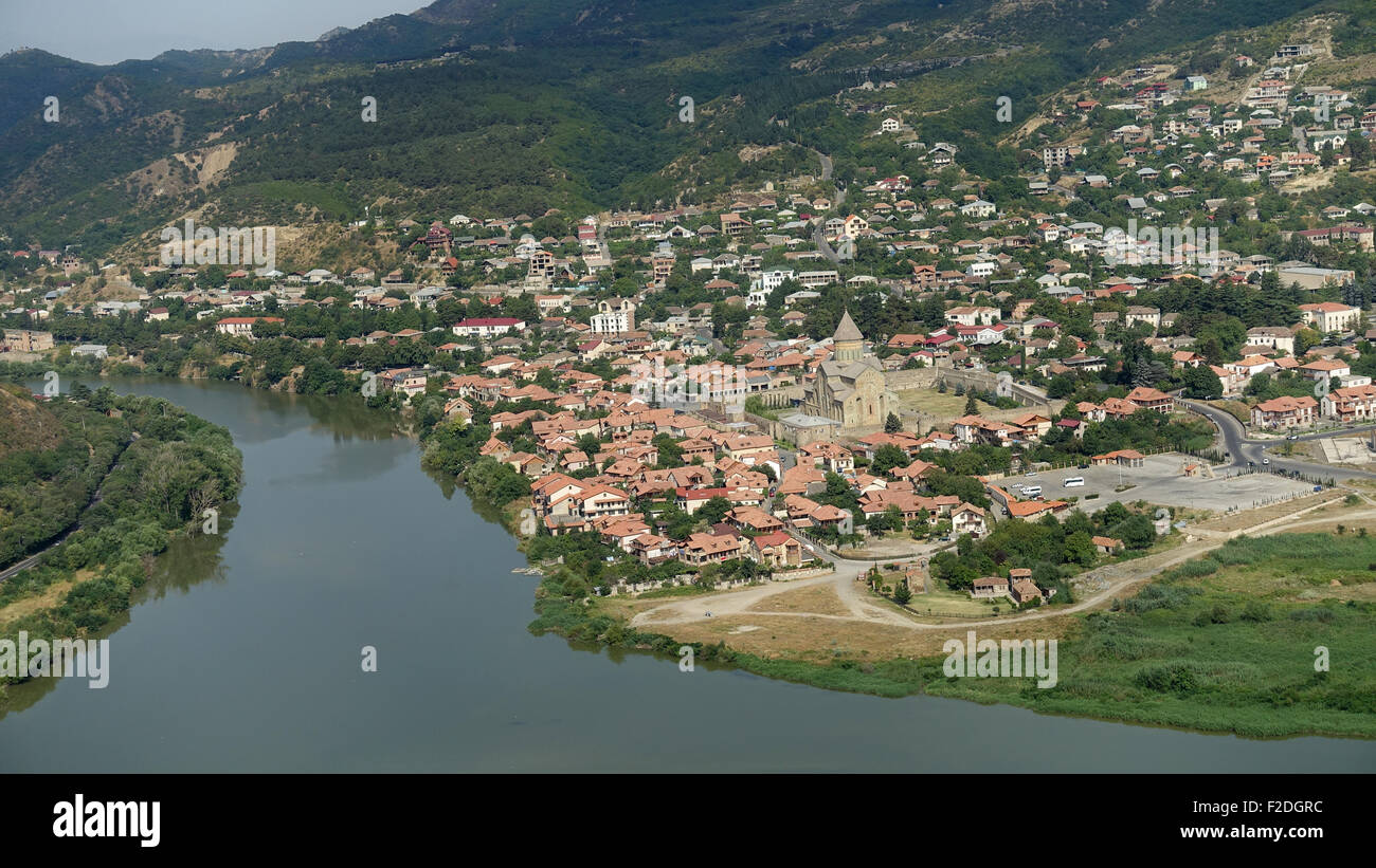 Mtkvari River and Mtskheta, Georgia, Caucasus, Central Asia Stock Photo ...