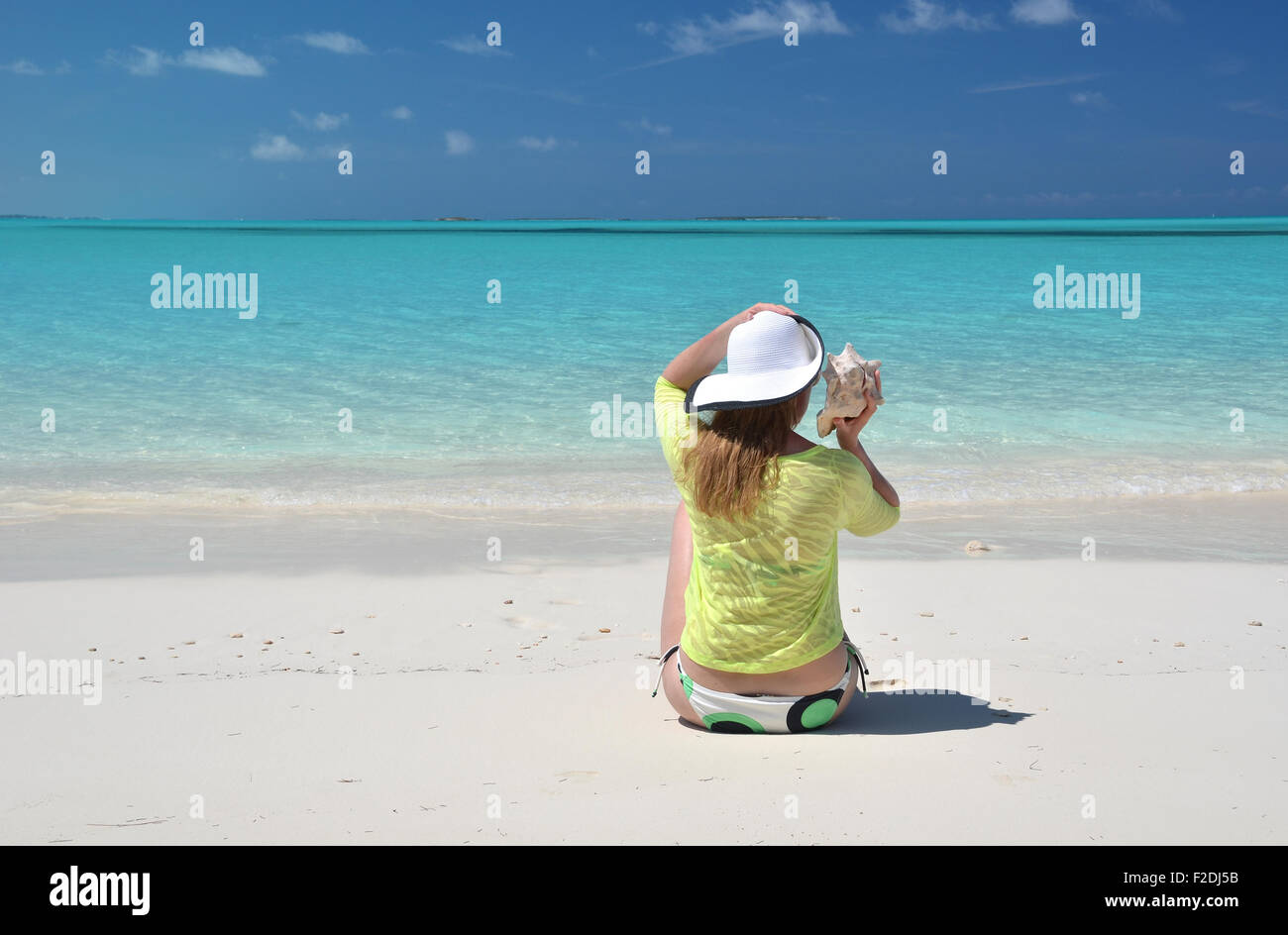 Girl on the beach. Great Exuma, Bahamas Stock Photo - Alamy