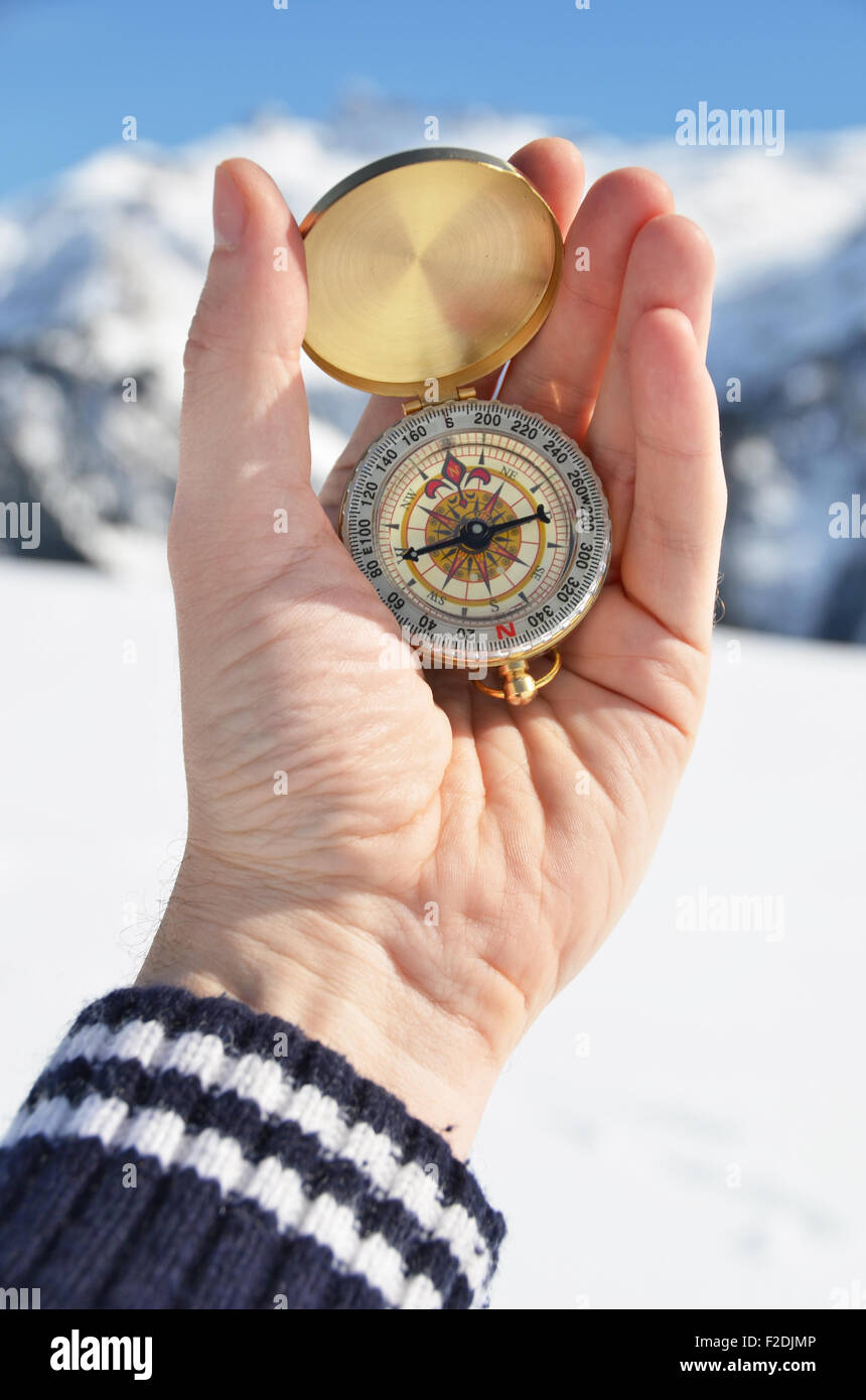 Compass in the hand Stock Photo - Alamy