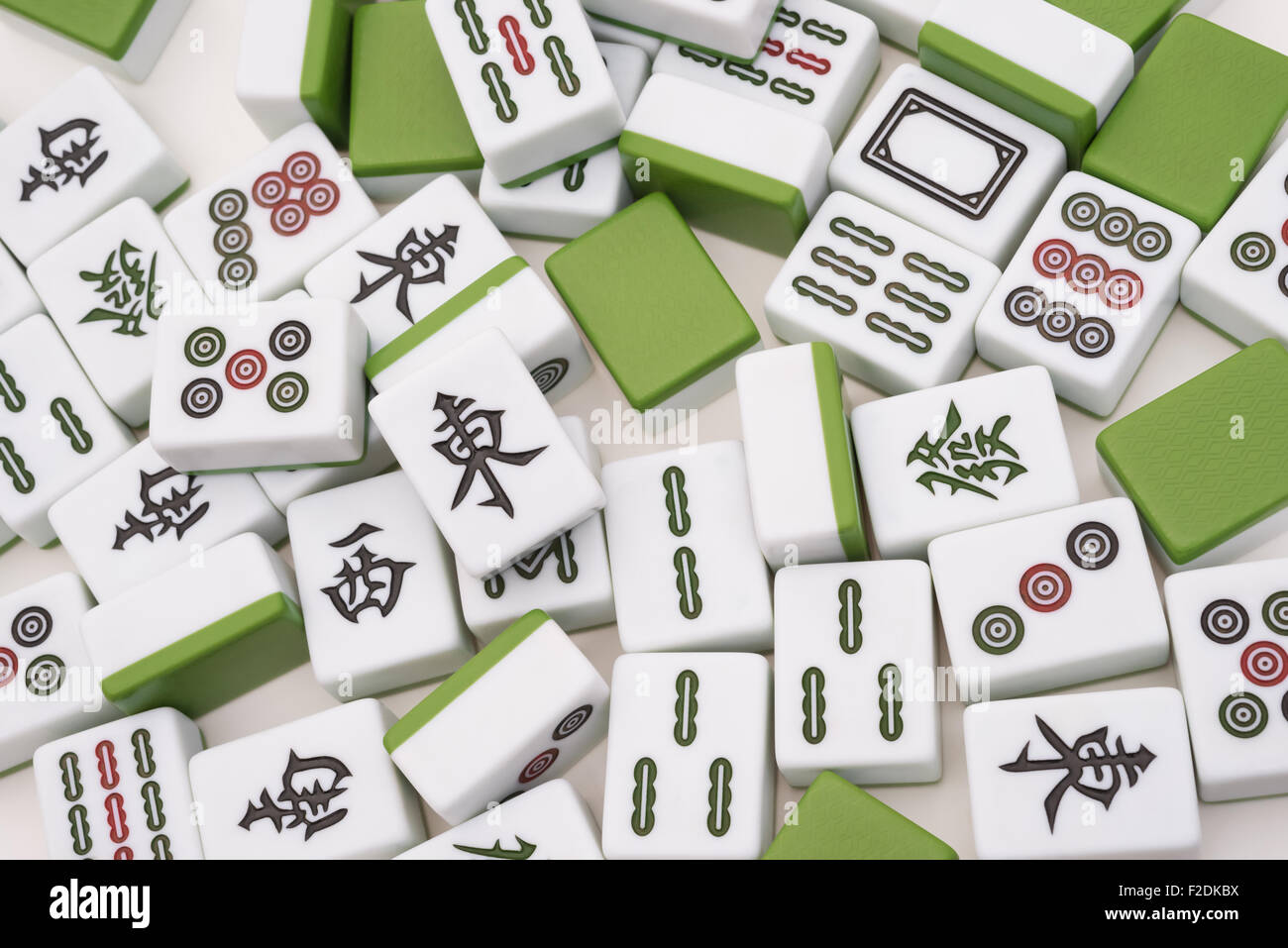 lots of mah jong bricks on white background,the Chinese on the bricks ...