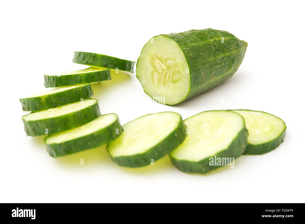 fresh cucumber slices on a white background Stock Photo - Alamy