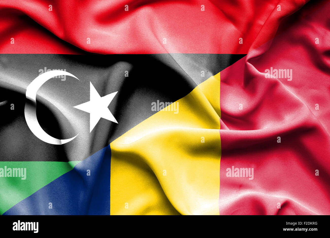 Waving flag of Chad and Libya Stock Photo - Alamy