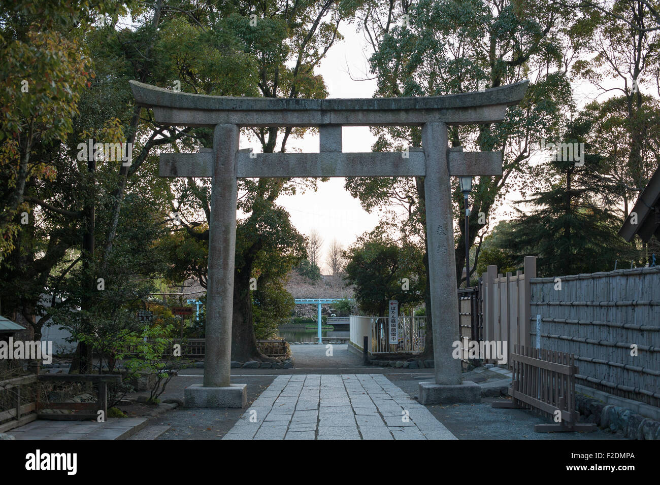 Stone concrete temple shrine gate Stock Photo - Alamy