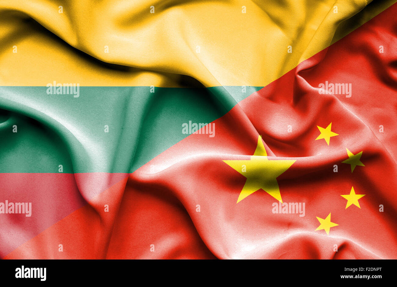 Waving flag of China and Lithuania Stock Photo - Alamy