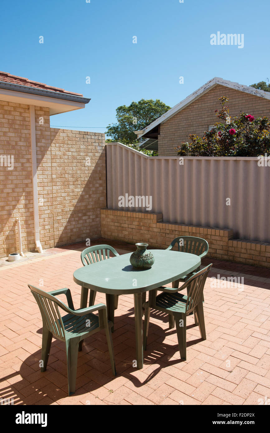 Patio section of a modern Unit in Perth Western Australia Stock Photo ...