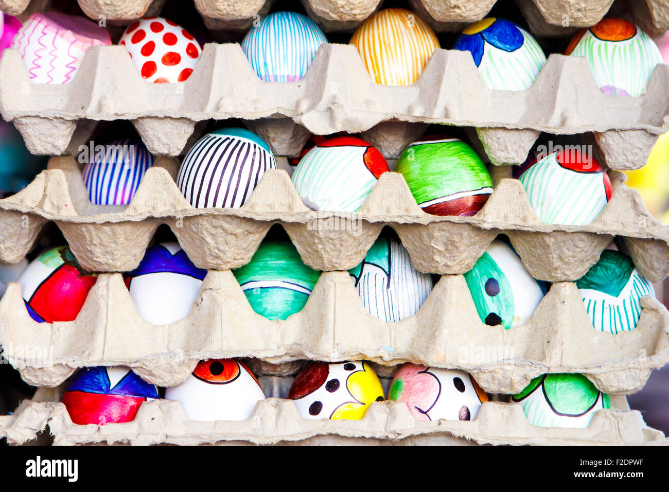 Cascarones stacked in egg cartons Stock Photo - Alamy