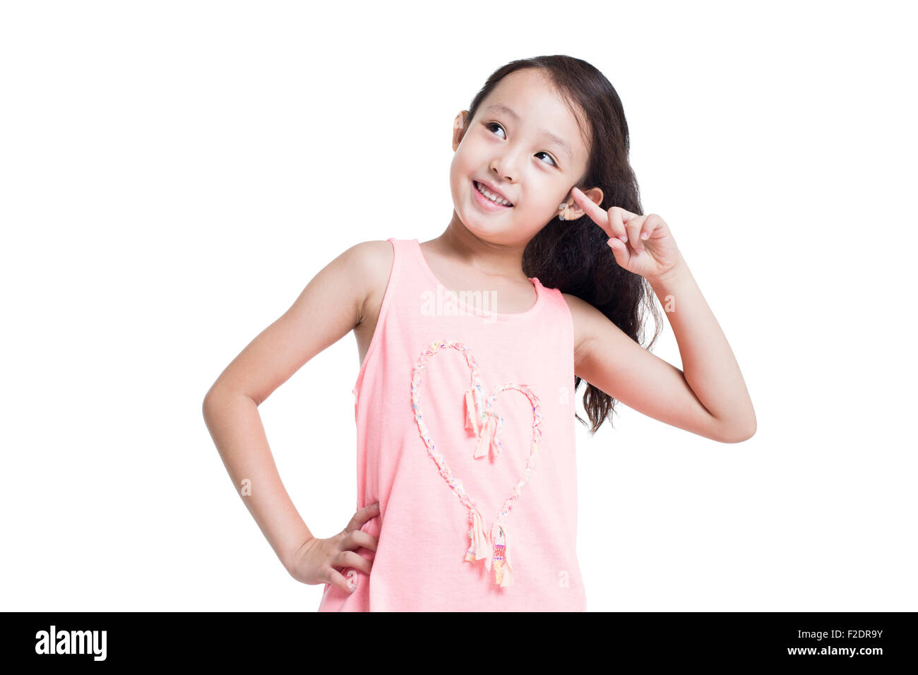 Happy girl thinking Stock Photo - Alamy