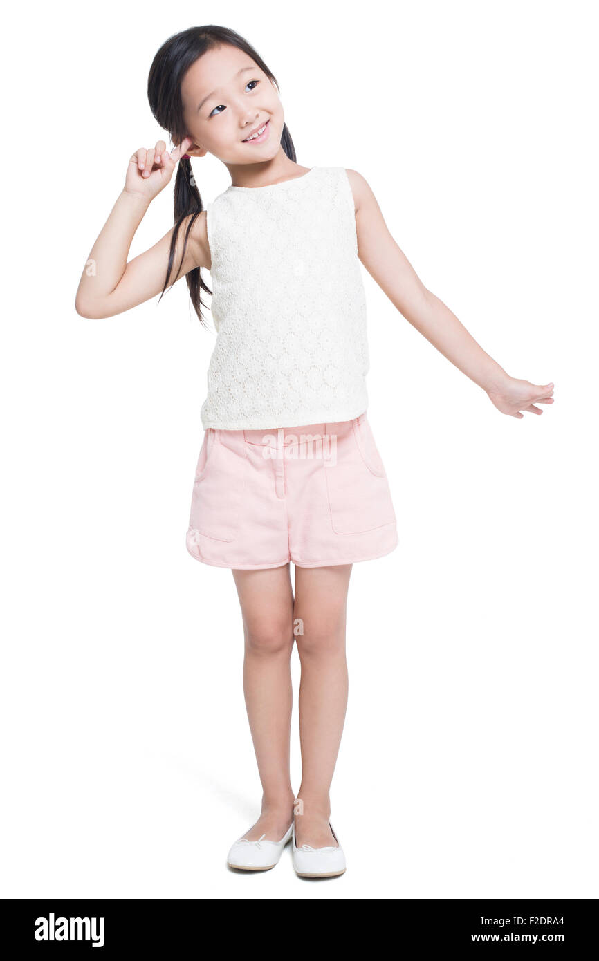 Happy girl thinking Stock Photo - Alamy