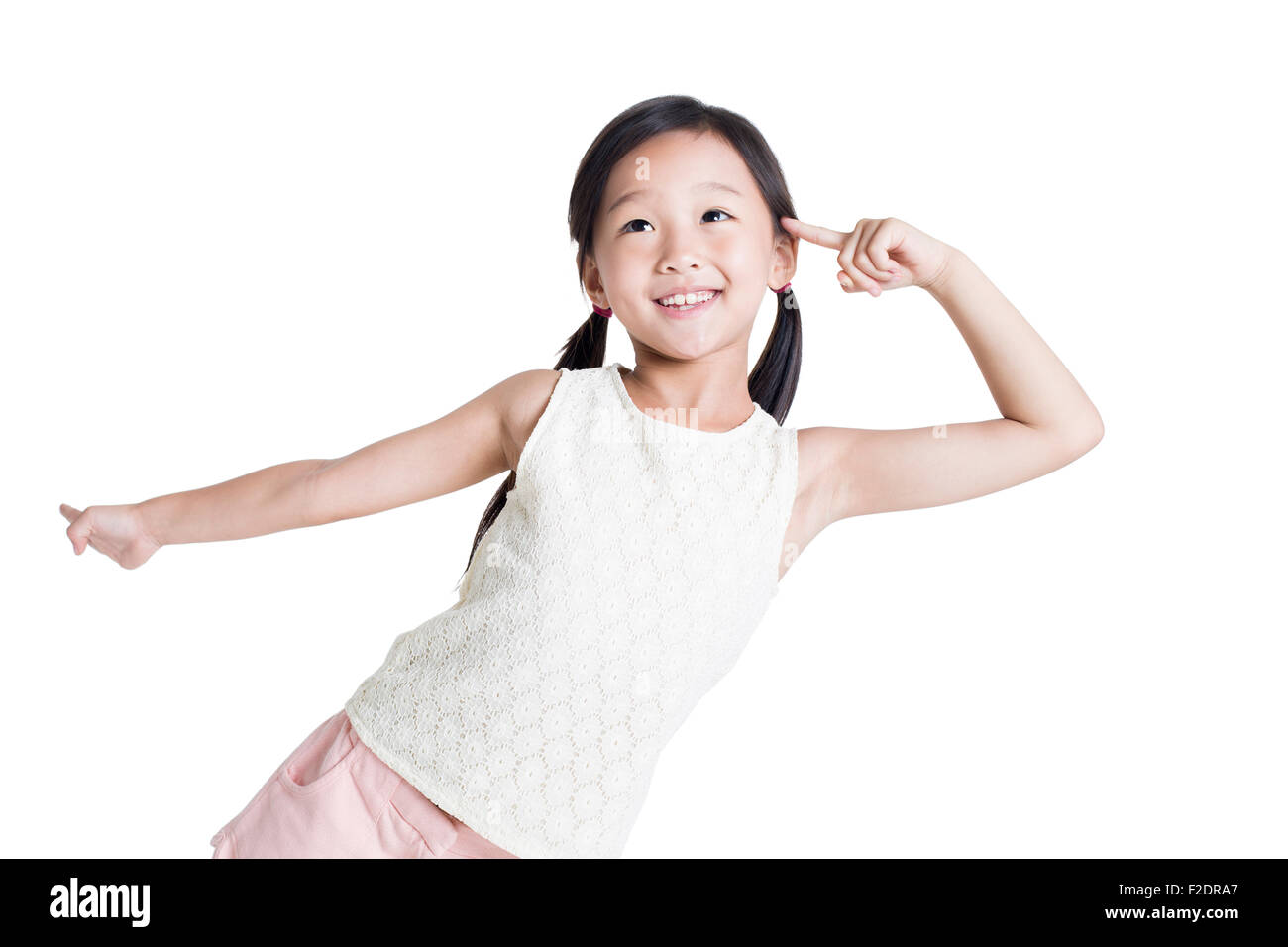 Happy girl thinking Stock Photo - Alamy