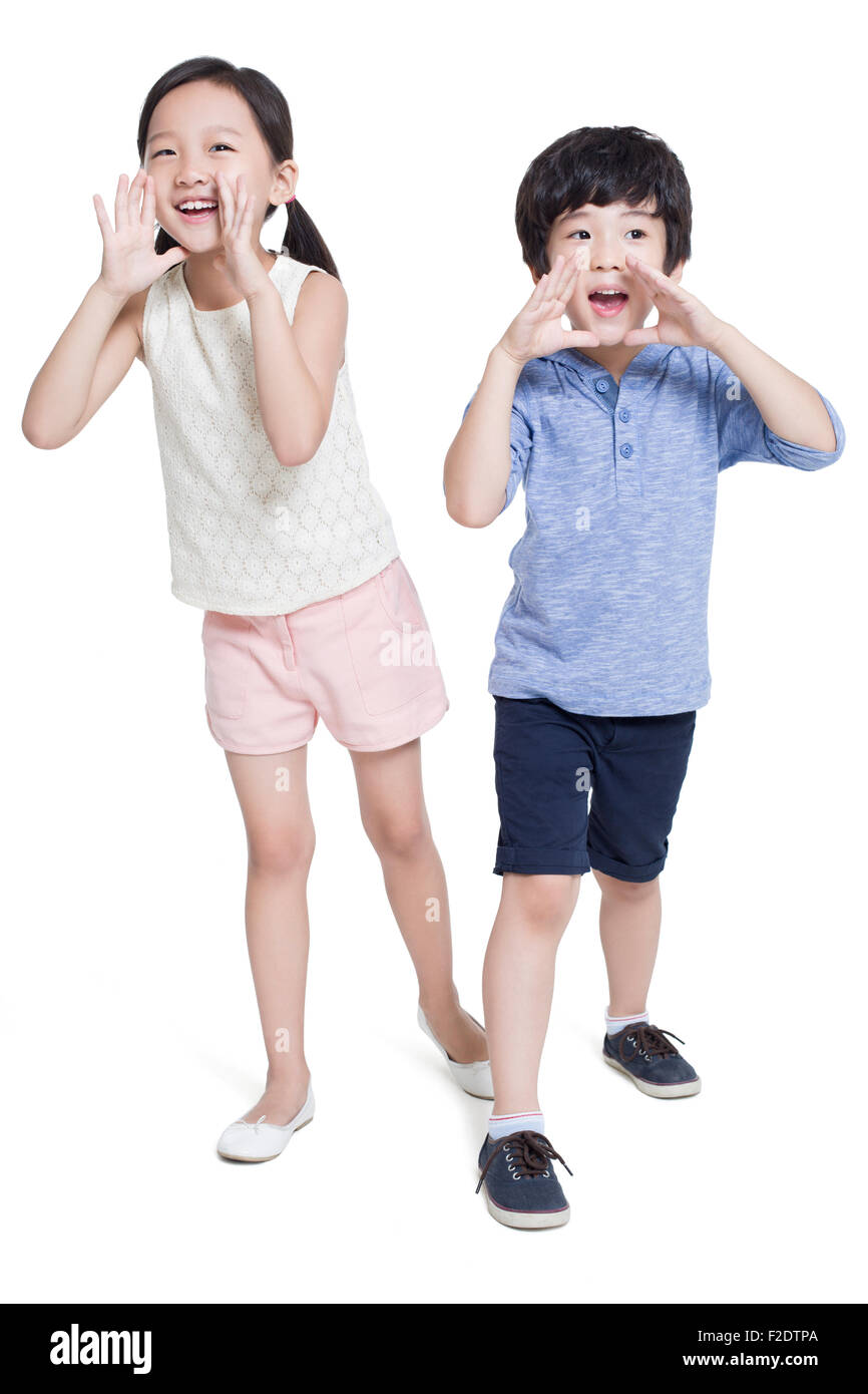 Happy children shouting Stock Photo - Alamy
