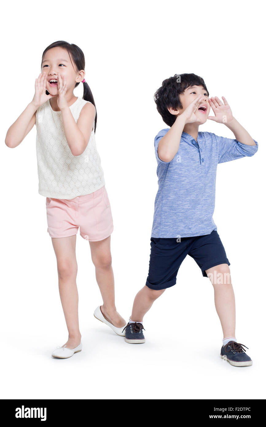 Happy children shouting Stock Photo - Alamy