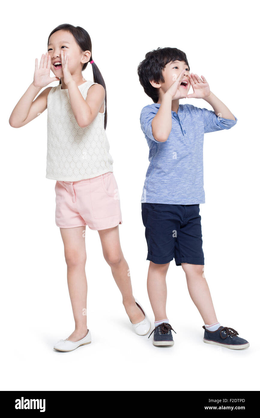 Happy children shouting Stock Photo - Alamy