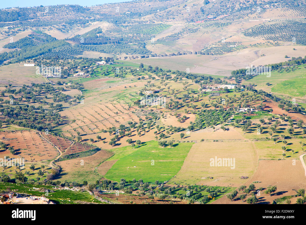 from high in the village morocco africa field and constructions Stock ...