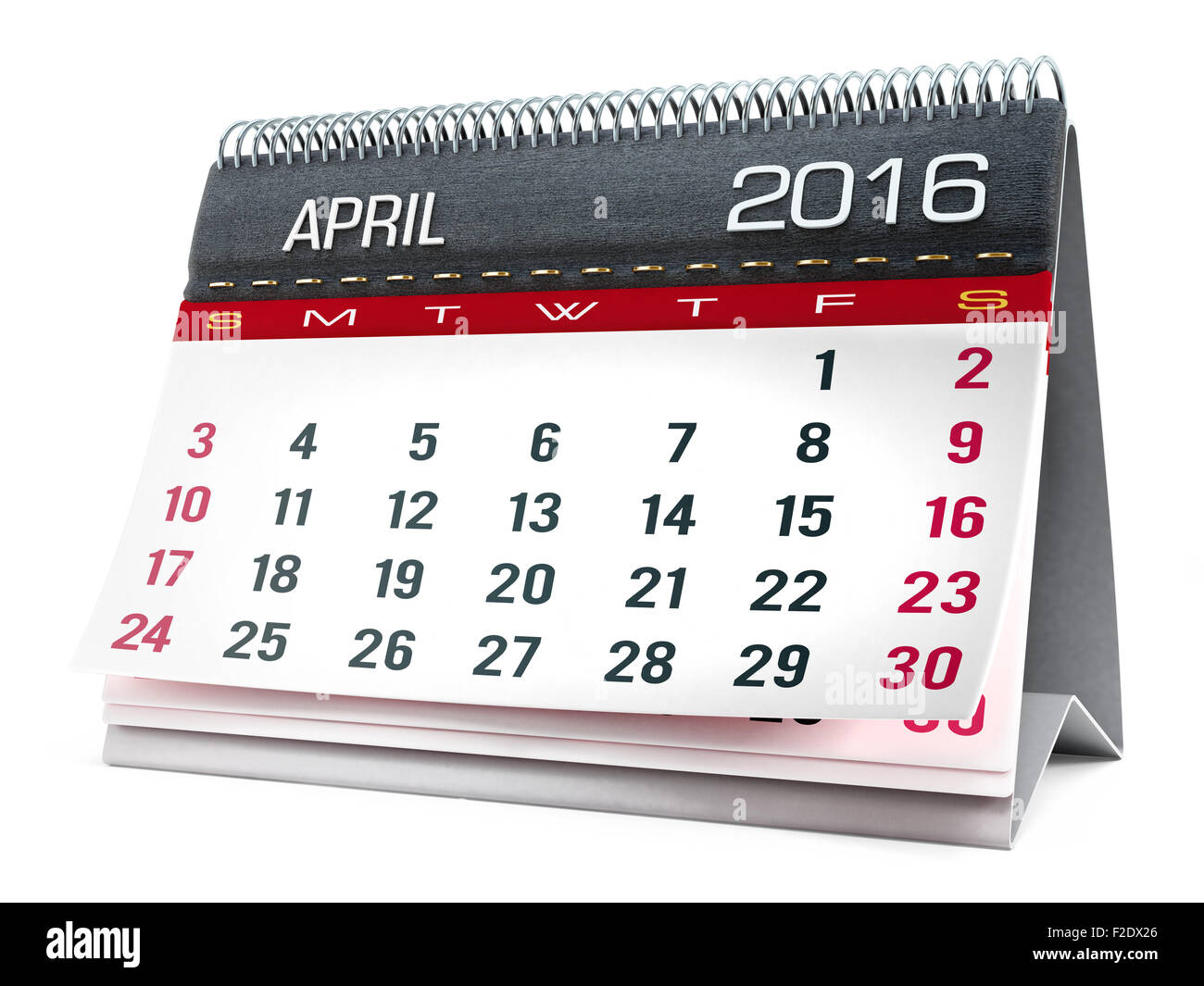 April 2016 desktop calendar isolated on white background Stock Photo ...