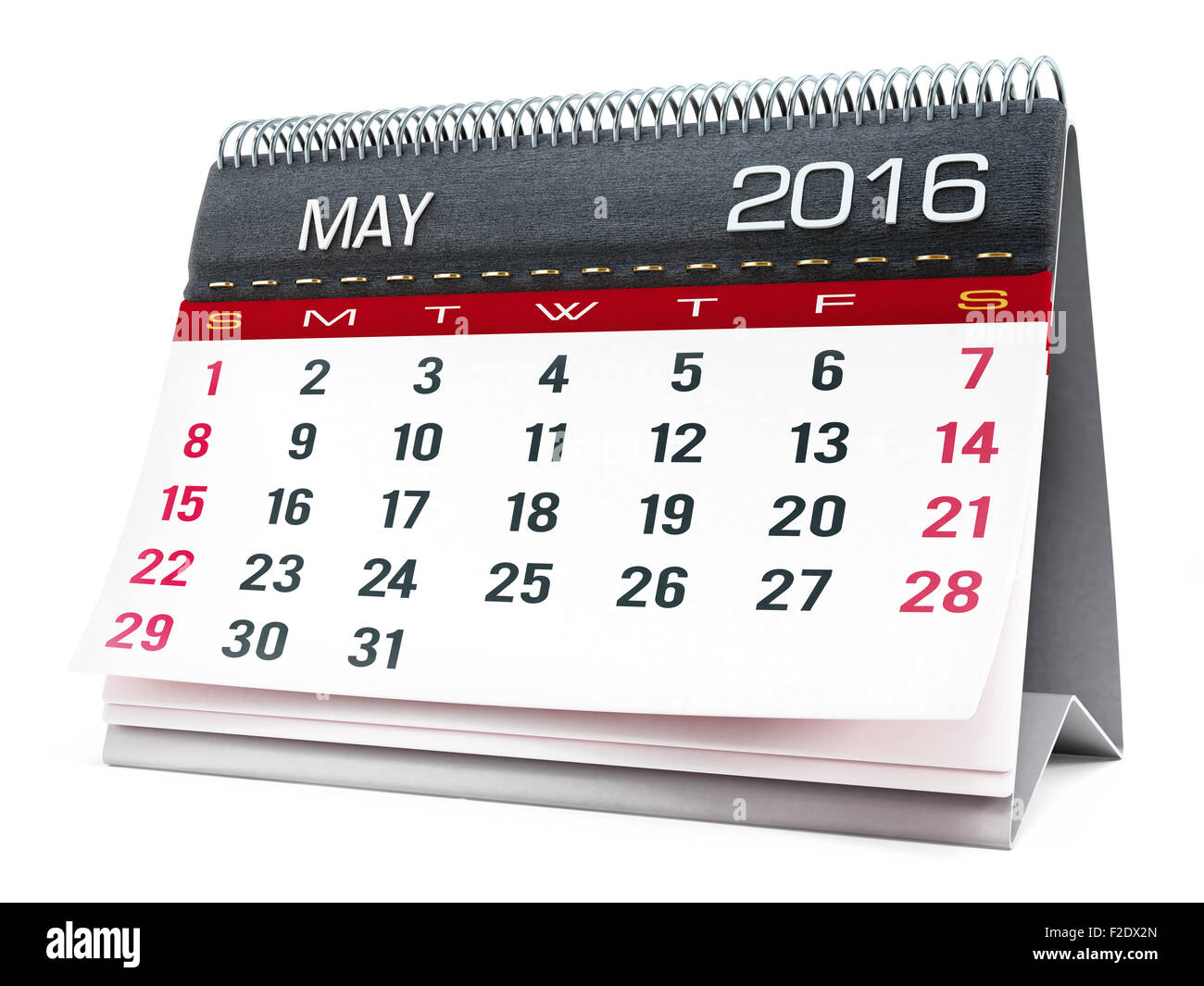 May 2016 desktop calendar isolated on white background Stock Photo - Alamy