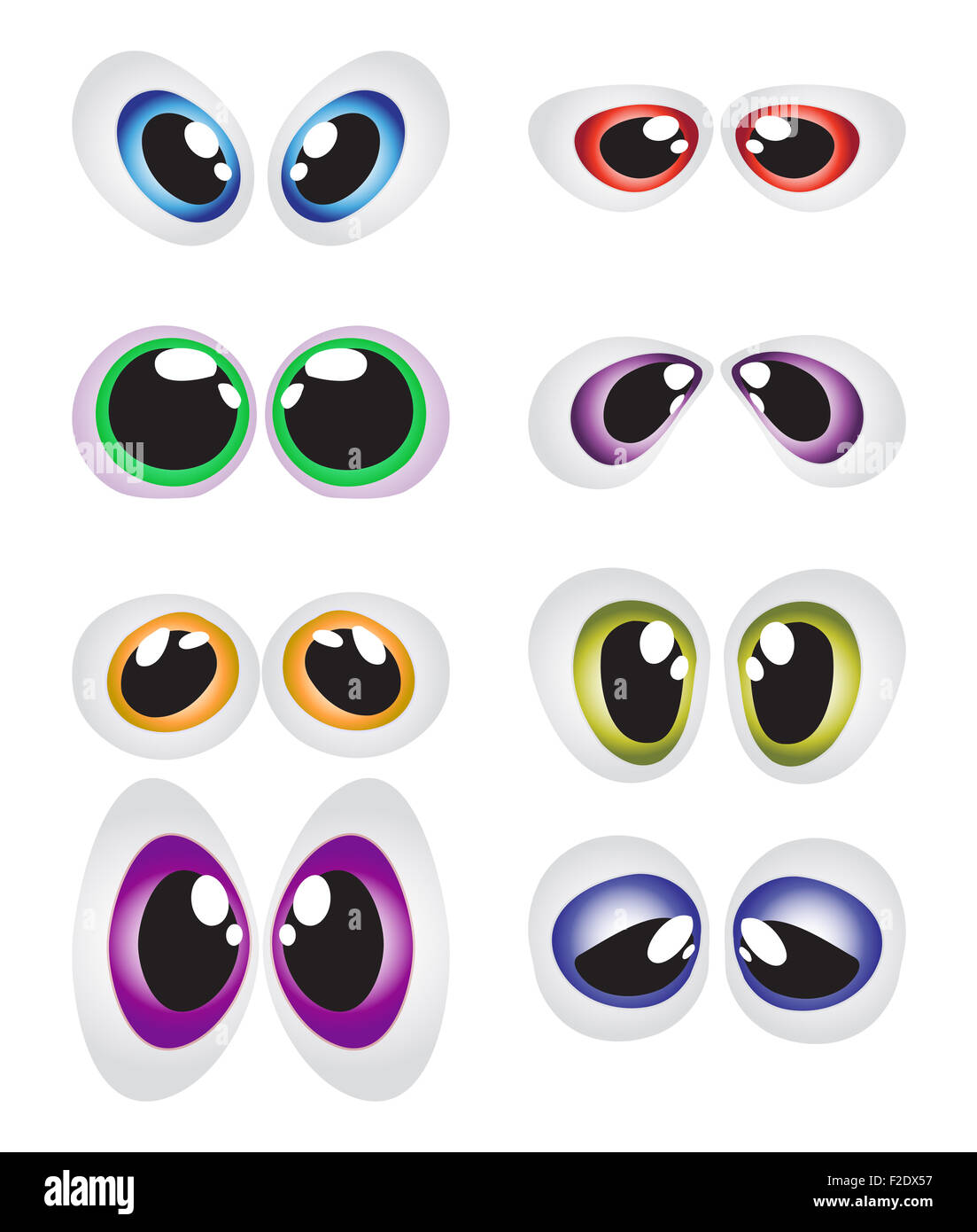 Vector cartoon eyes set isolated on white background Stock Photo - Alamy