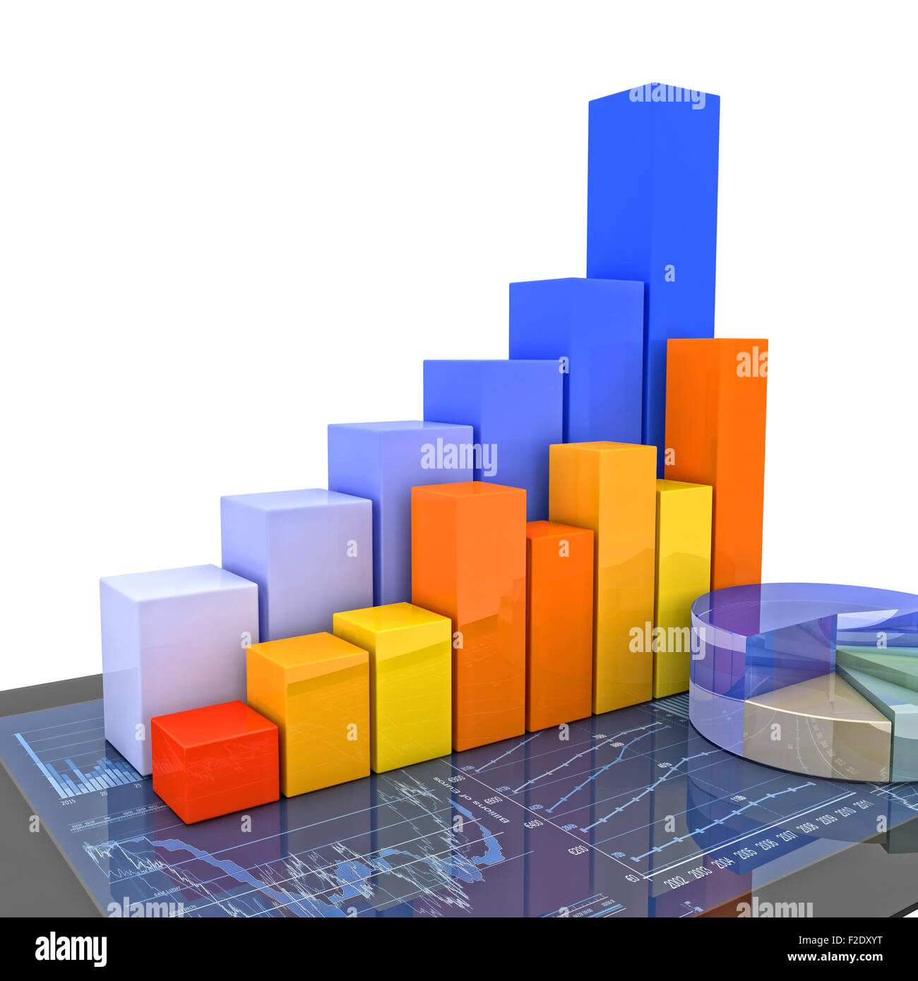 3d image of tablet money and financial chart Stock Photo - Alamy