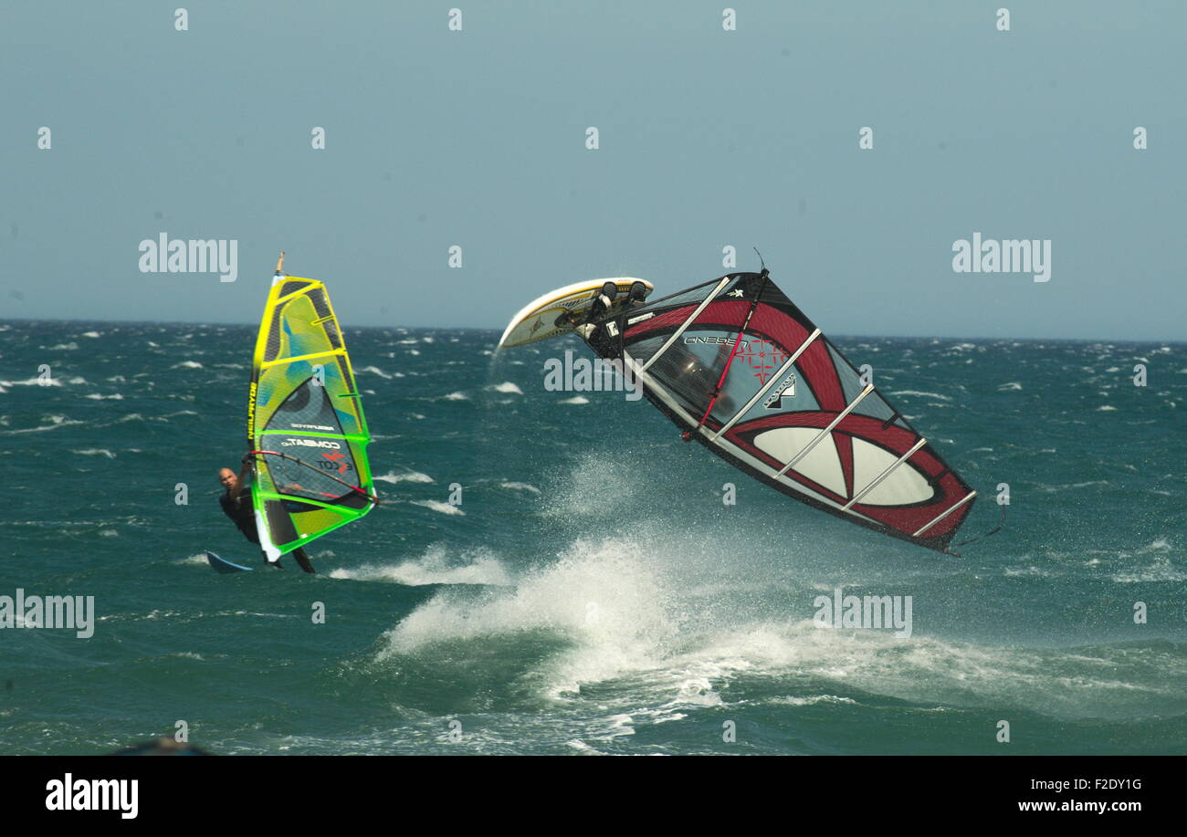 Windsurfer in high winds Stock Photo - Alamy