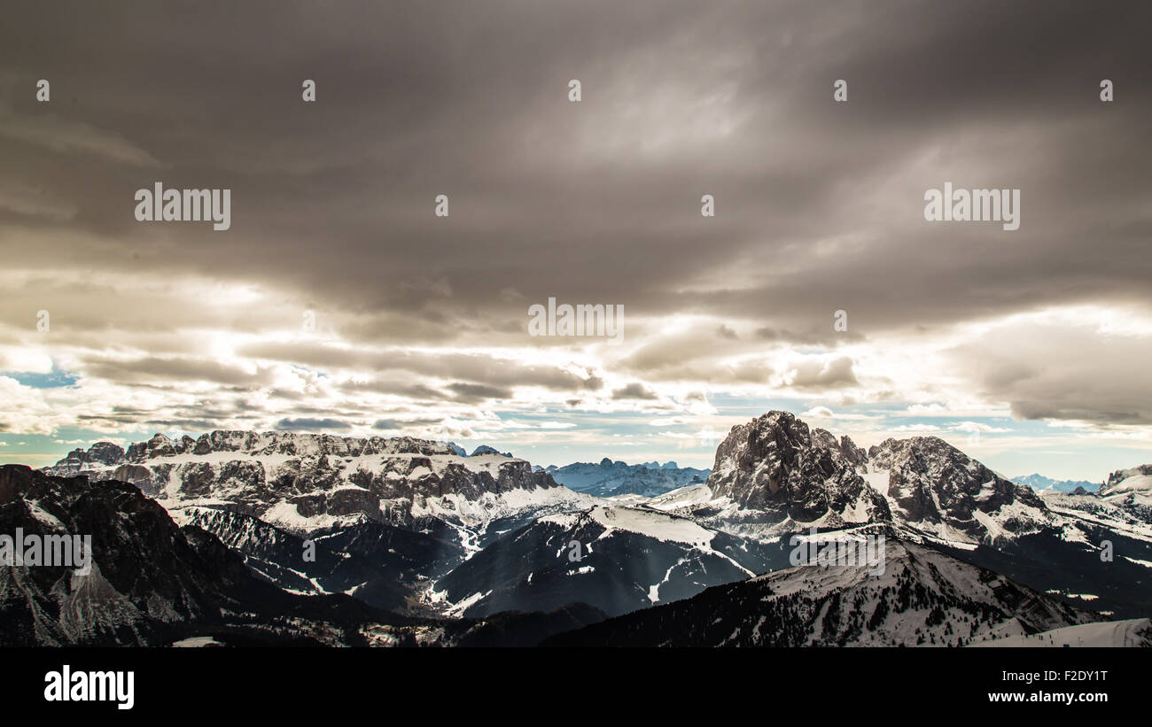 winter in the italian alps, with the ski slope full of snow Stock Photo ...